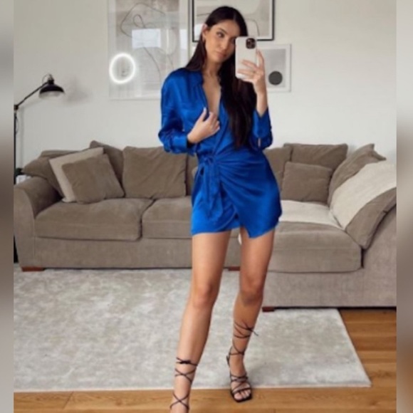 Zara | Dresses | Zara Satin Effect Wrap Dress Xs | Poshmark